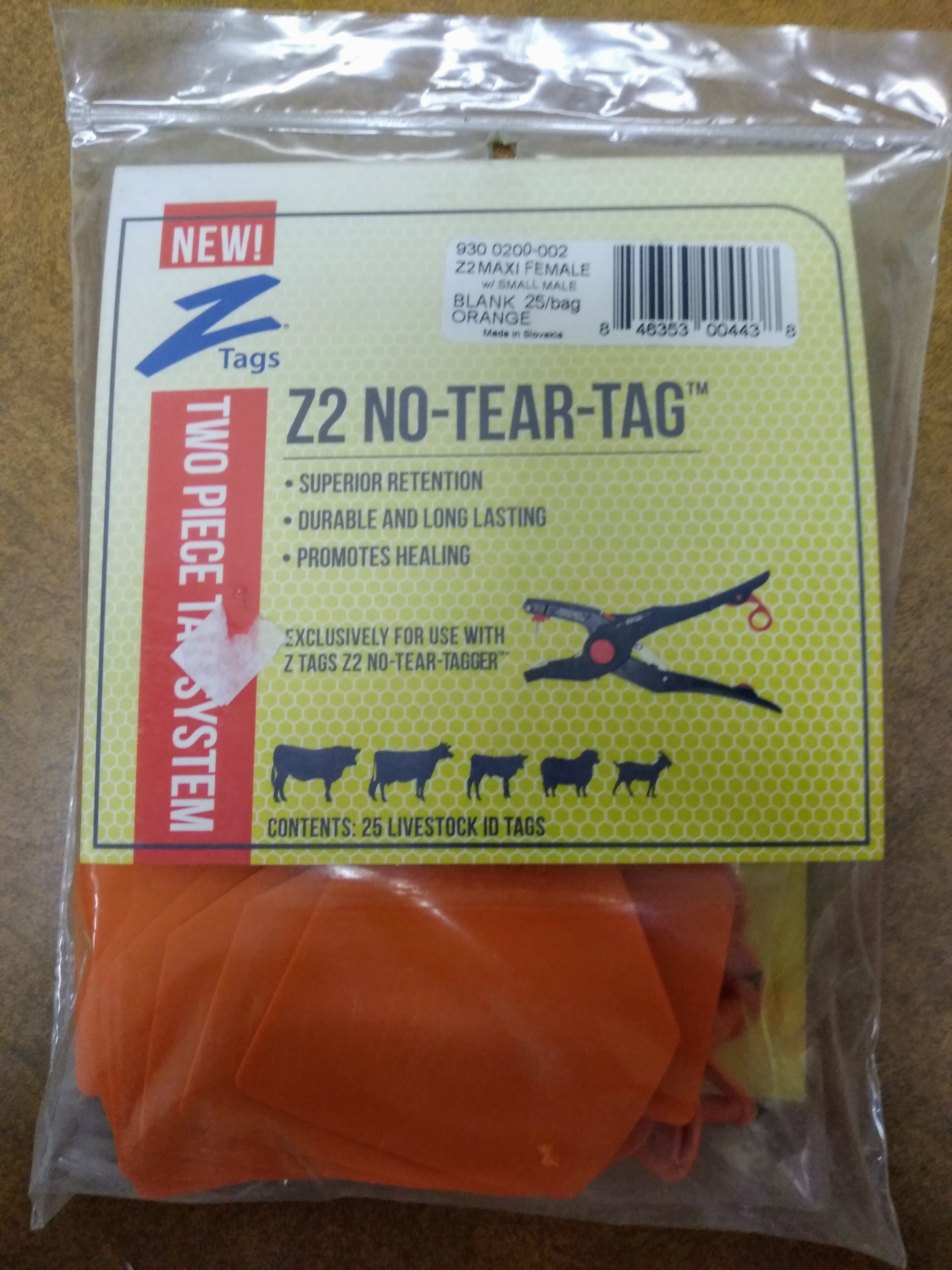 Z-Tag 2 Large Blank Orange 25 Count - Huber's Animal Health