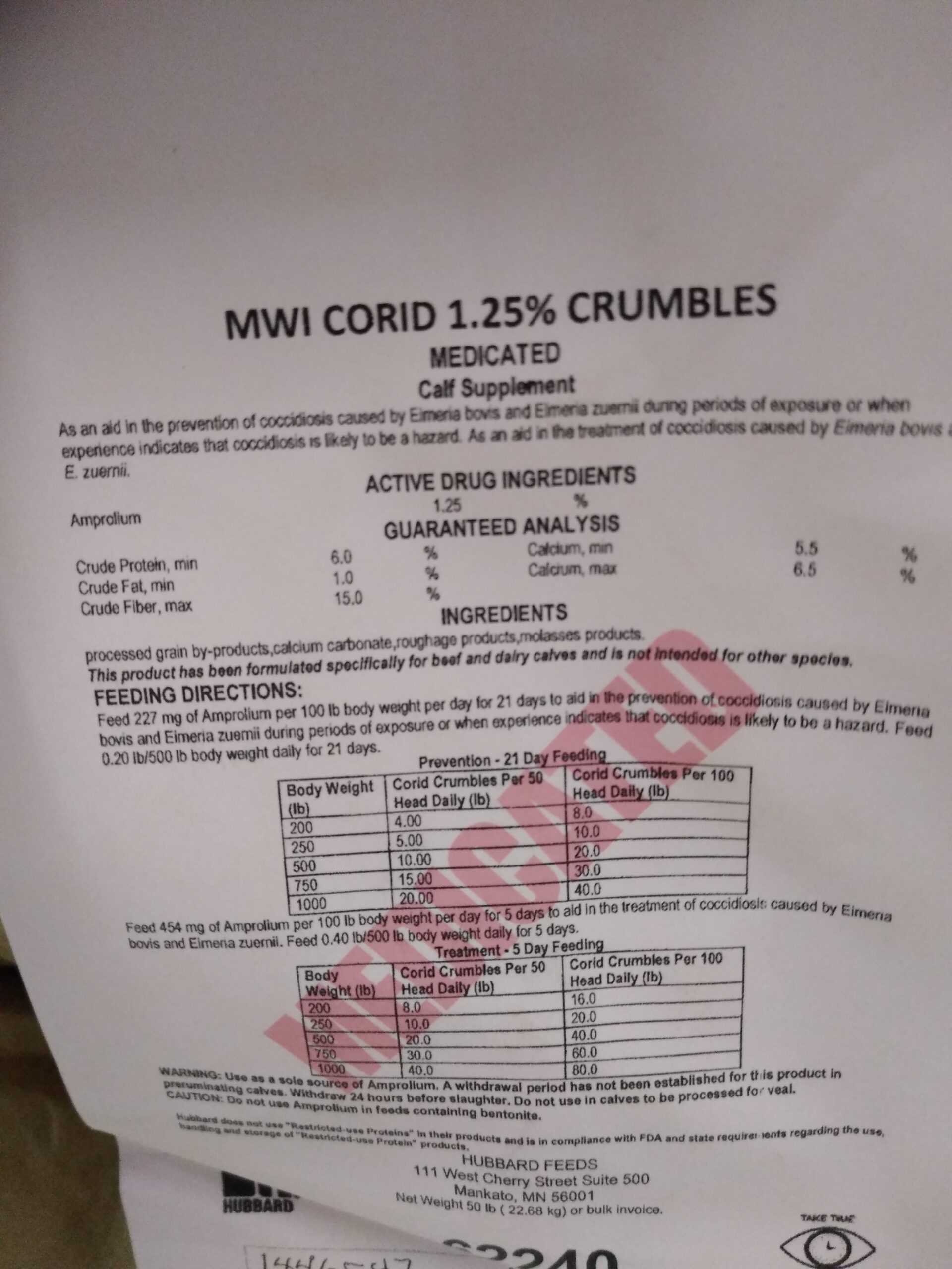 Corid Crumbles 50 LB - Huber's Animal Health