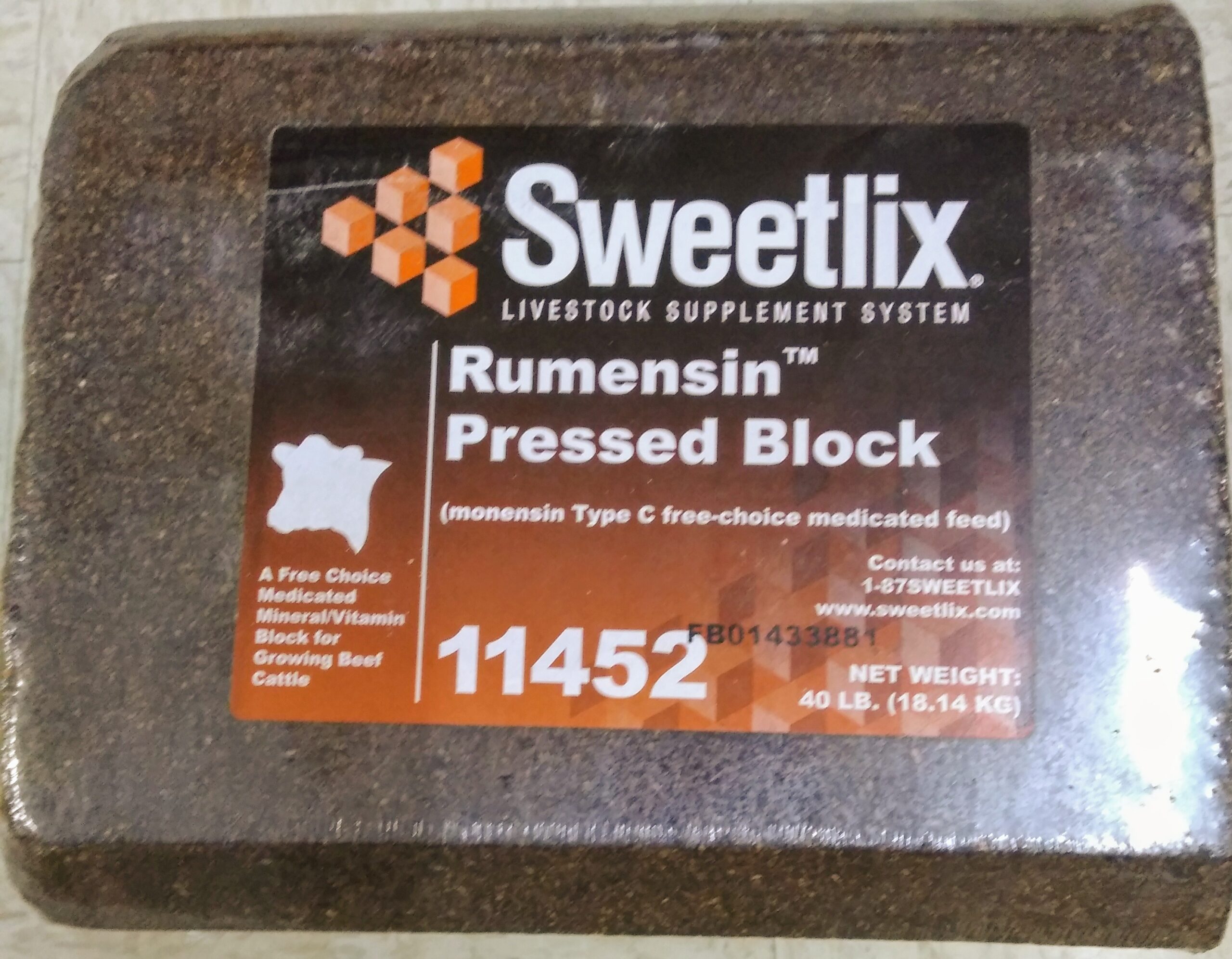 Rumensin Block 40 LB - Huber's Animal Health