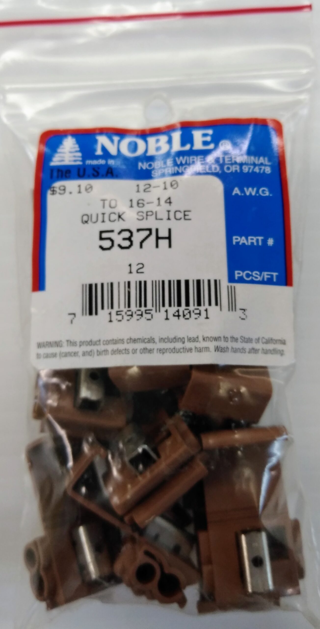 12 Ct Noble 537H Splicers 12-10 to 16-14 Gauge - Brown
